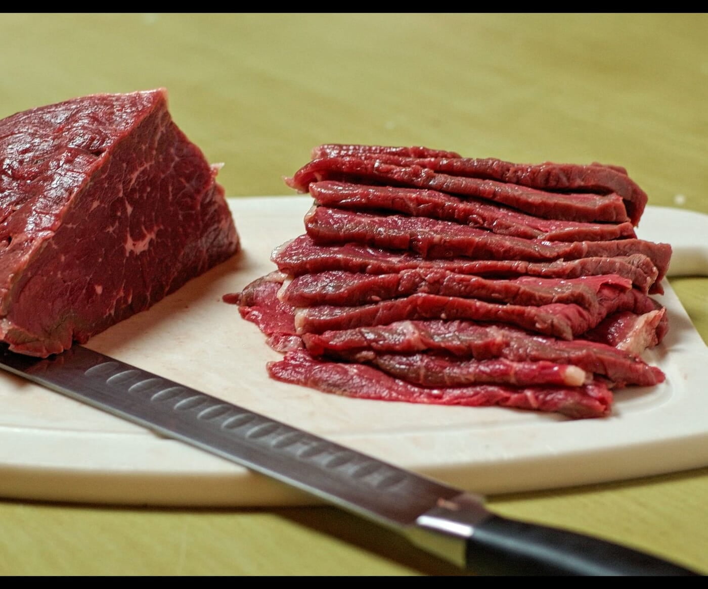 Beef eye round sliced